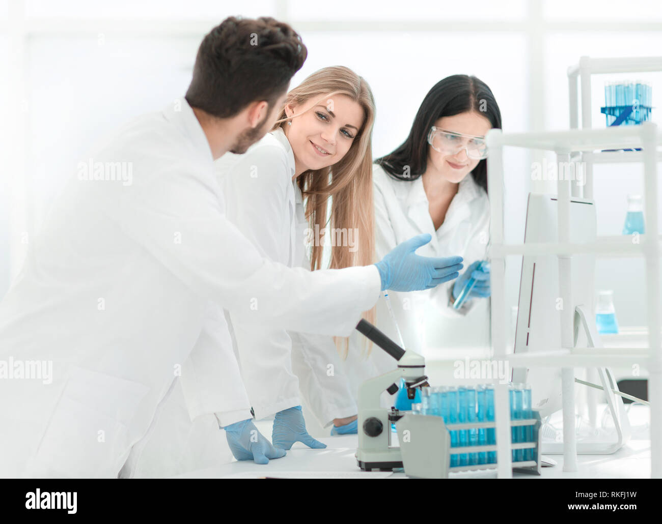 Group scientists analyzing results hi-res stock photography and images ...