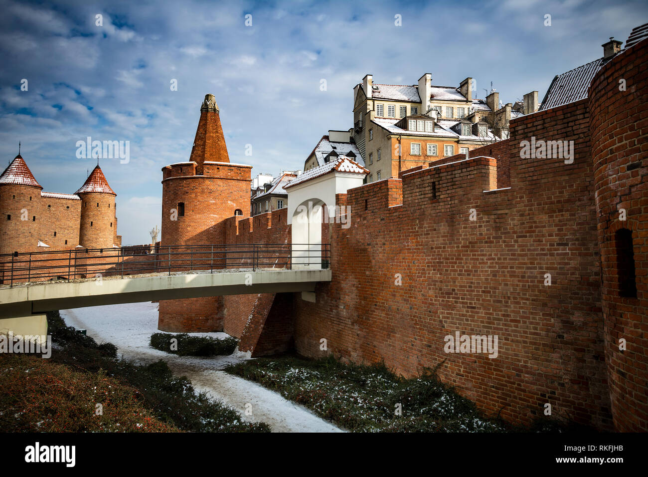 Warsaw city walls in light snow in Poland Stock Photo - Alamy