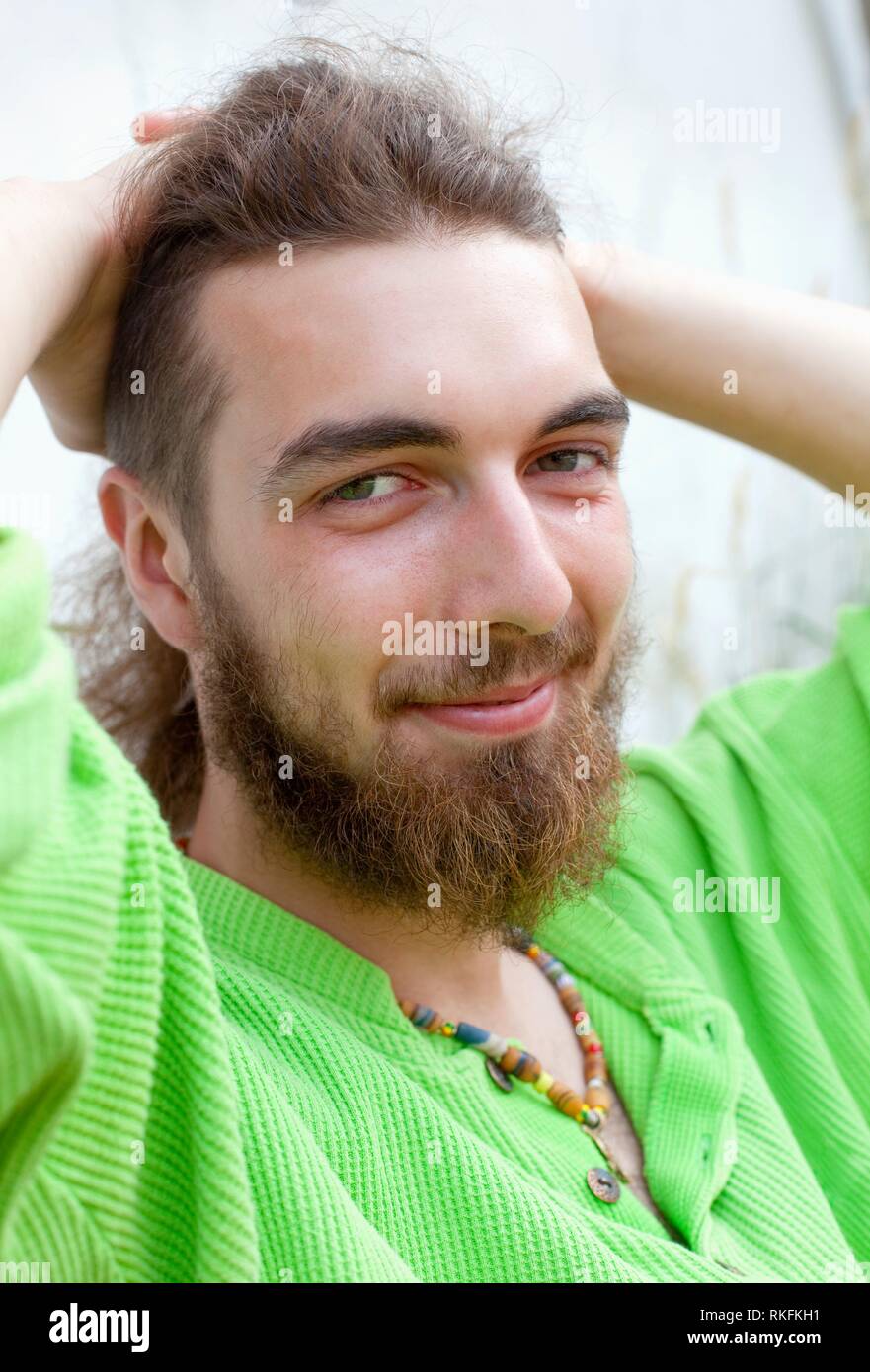 Long hair beard smile hi-res stock photography and images - Alamy
