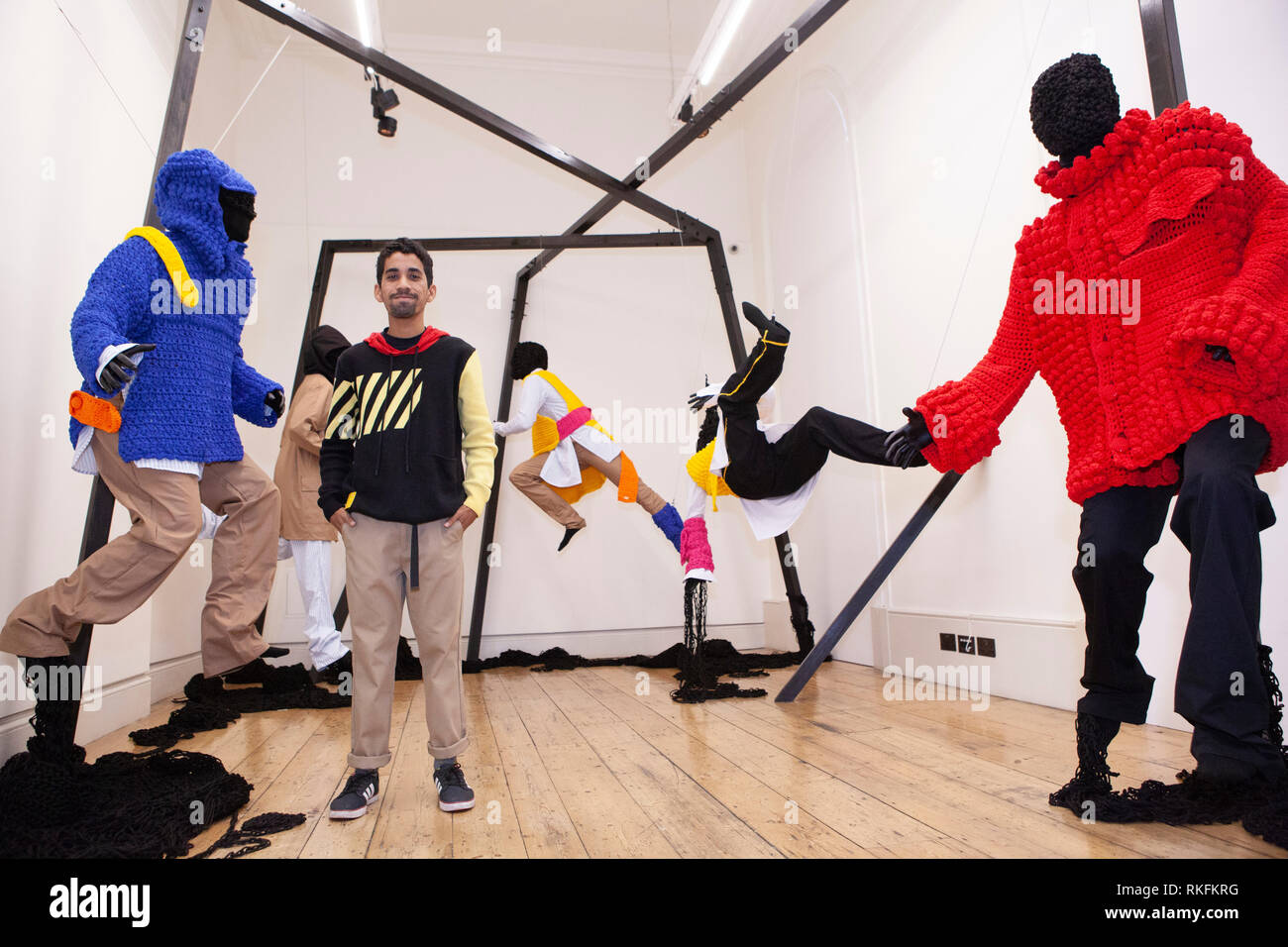Brazilian designer David Lee with some of his knitted and chrocheted ...