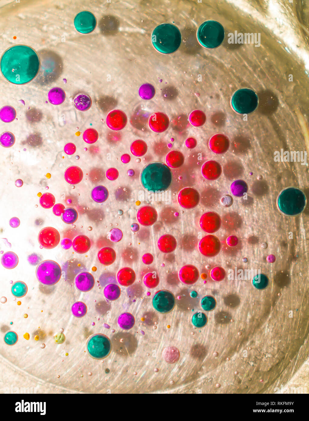 colorful water bubbles in cooking oil Stock Photo - Alamy