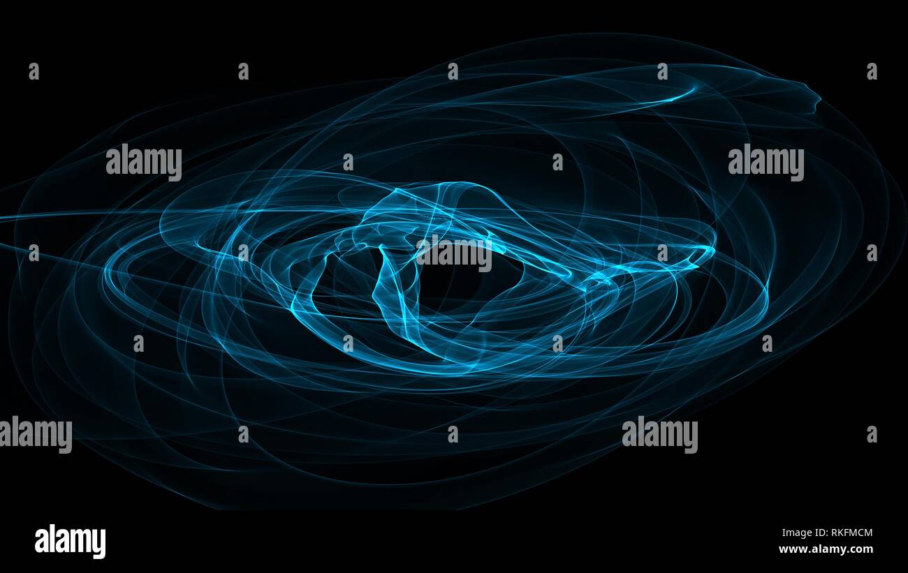 Abstract plasma pattern in the form of a circle on a black background ...