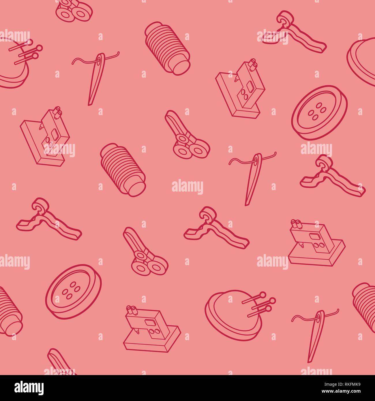 Sewing flat outline isometric pattern. Vector illustration, EPS 10 ...