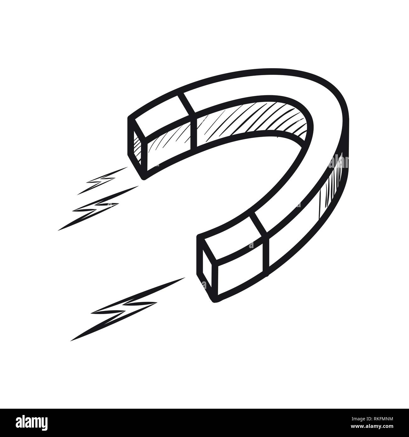 Sketch of a magnet isolated on white background. Vector illustration ...