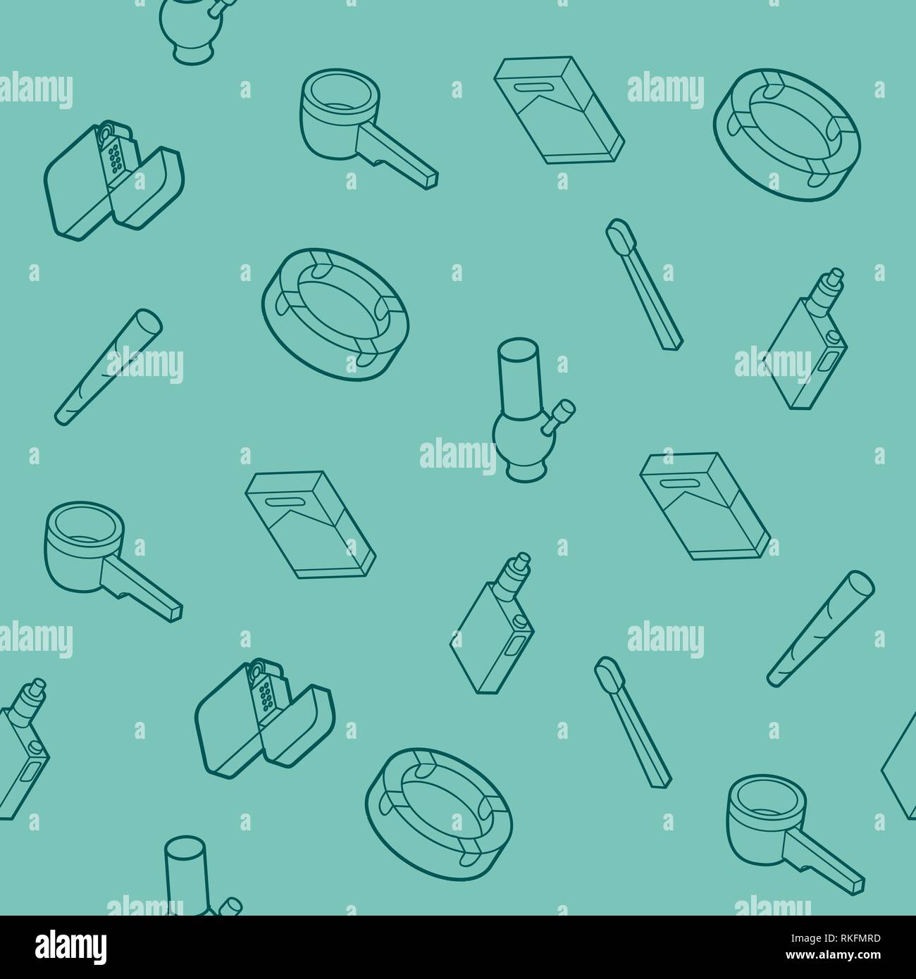 Smoking flat outline isometric pattern. Vector illustration, EPS 10 ...