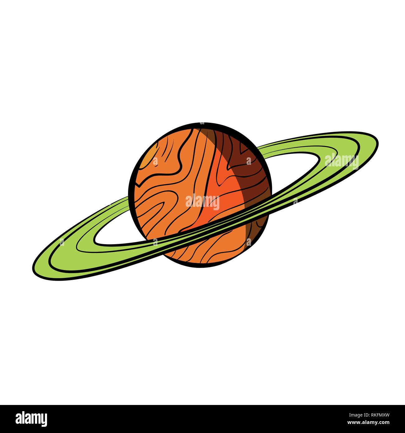 Vector Color Sketch Saturn planet with rings on white background Stock ...
