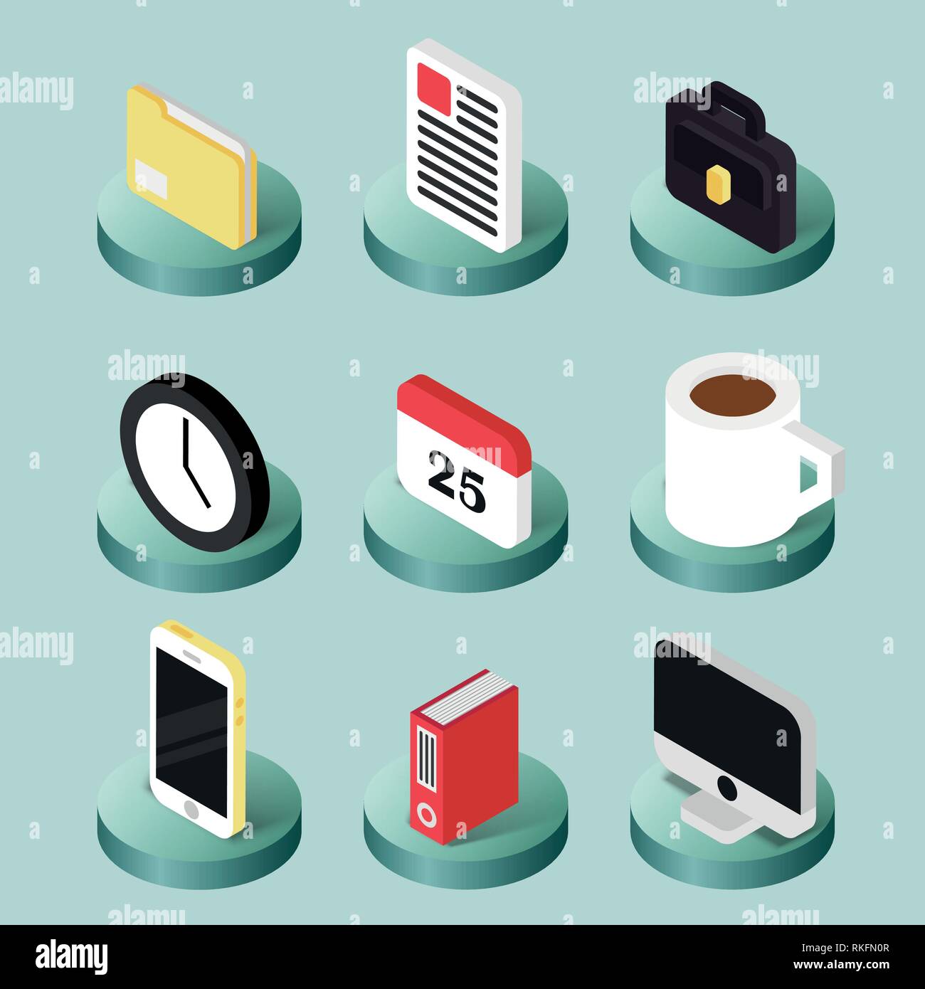 Office flat isometric icons. Vector illustration, EPS 10 Stock Vector ...