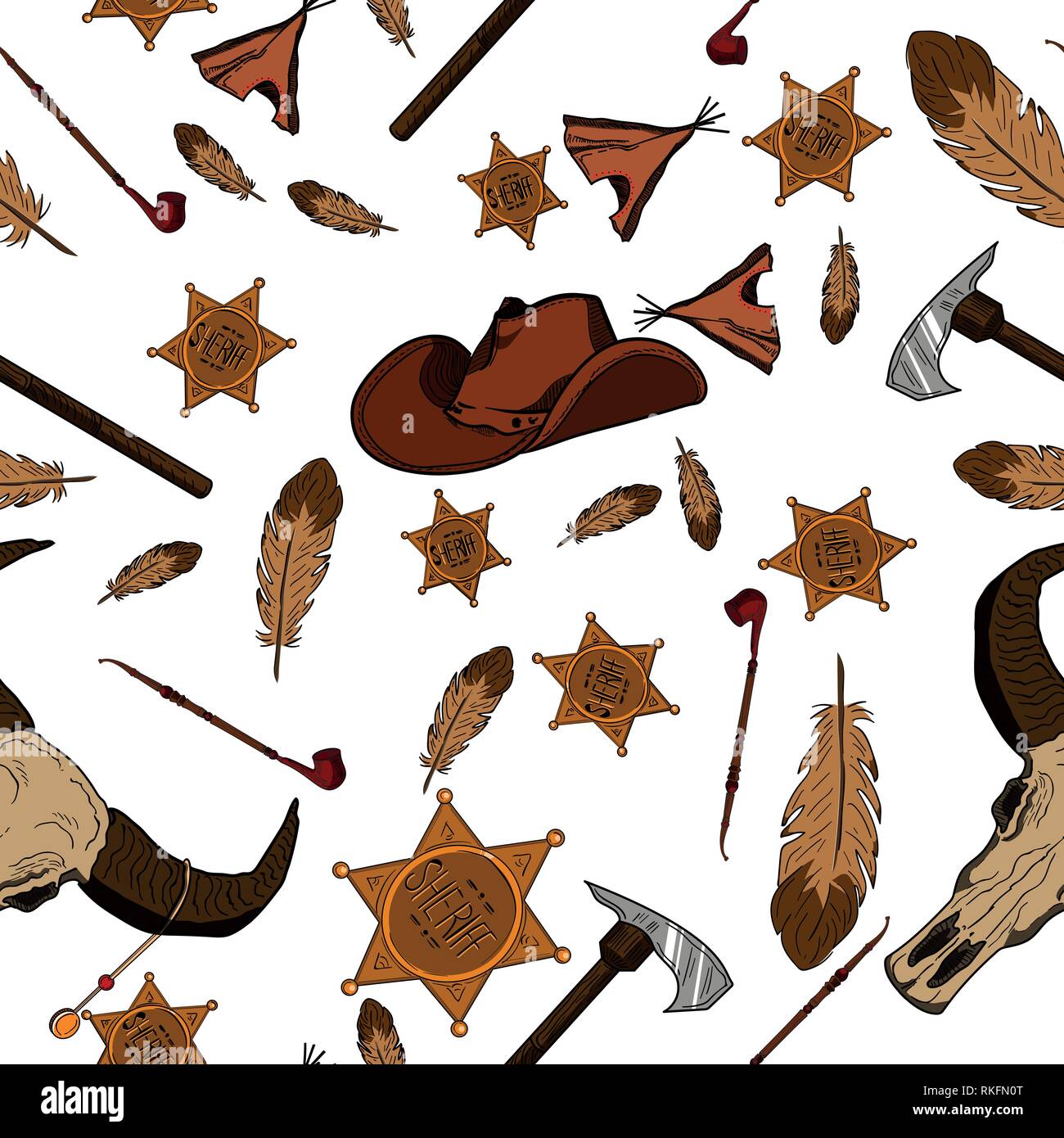 Seamless Pattern American Tribal Native Symbols. Vector illustration ...