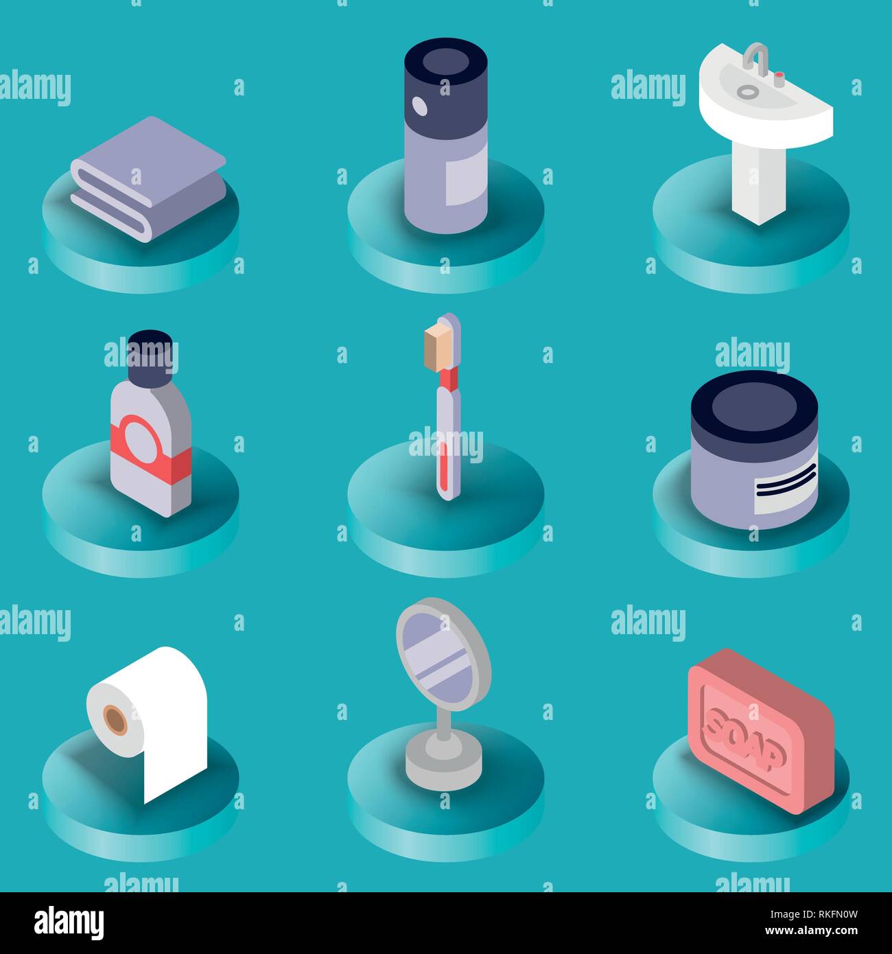 Personal hygiene flat isometric icons. Vector illustration, EPS 10 ...
