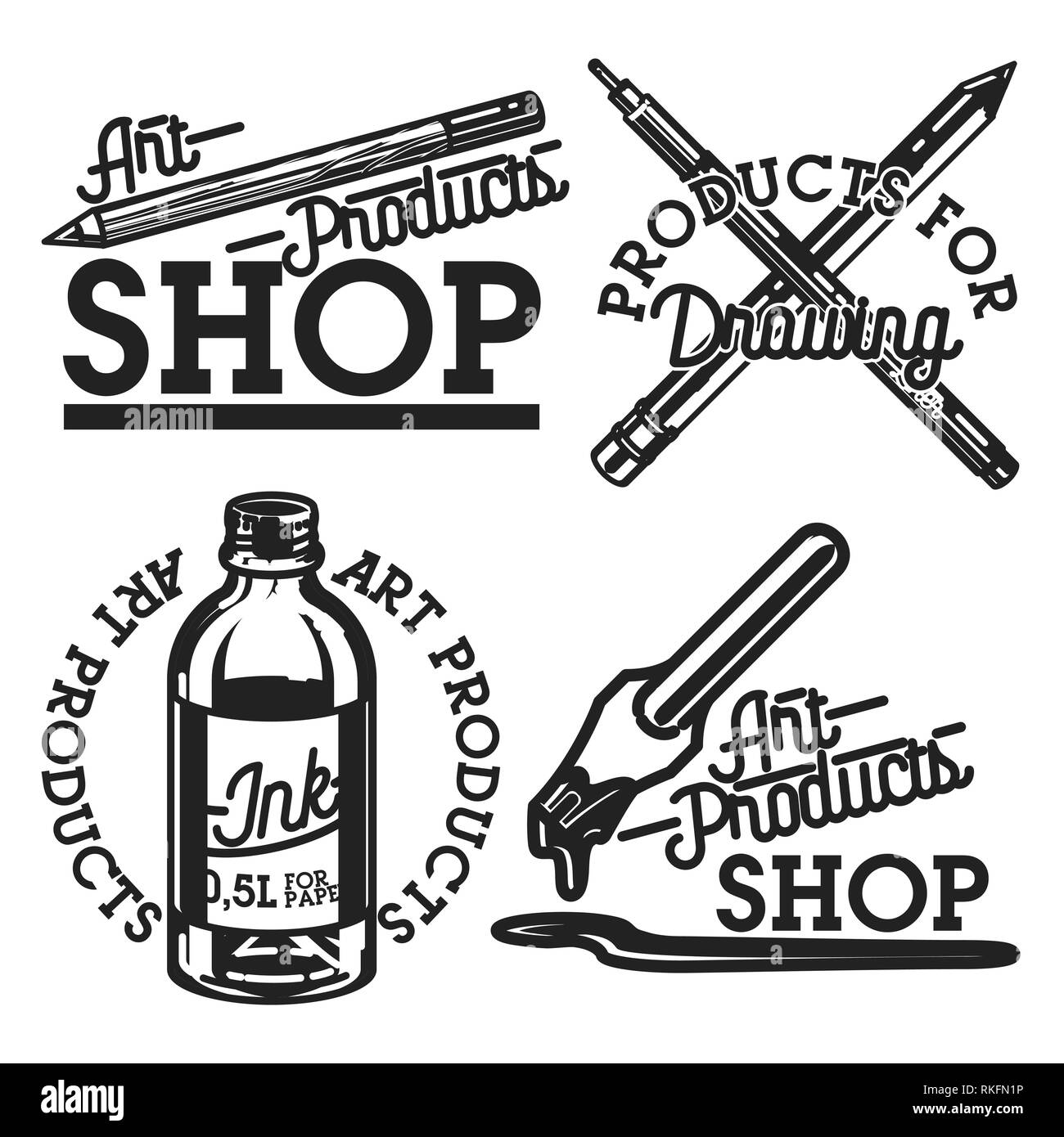 Vintage art products shop emblems. Vector illustration, EPS 10 Stock ...