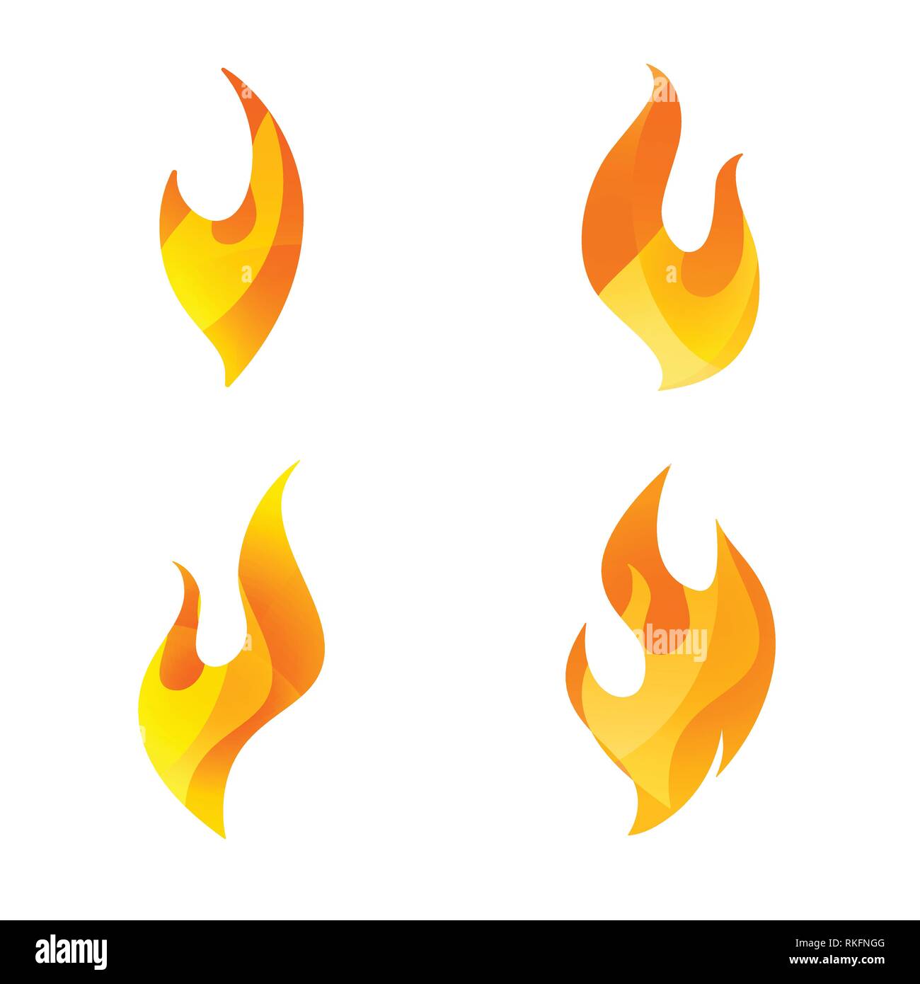 Fire logo icon set of four. Conceptual flame symbols Stock Vector Image ...