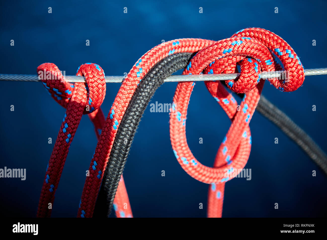 sailing ropes on a yacht close-up. line used to control the angle of ...
