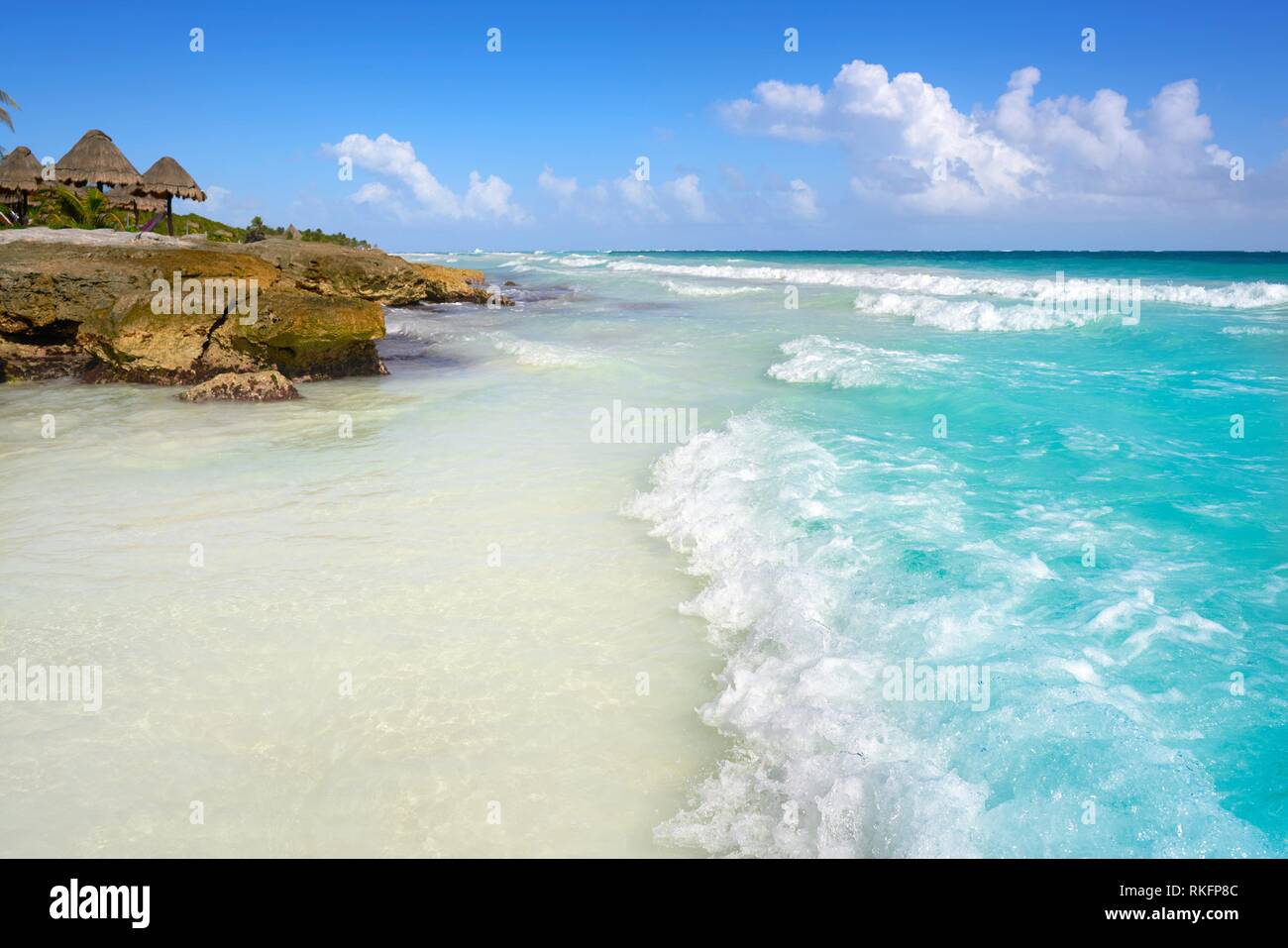 Tulum Caribbean turquoise beach in Riviera Maya of Mayan Mexico Stock ...