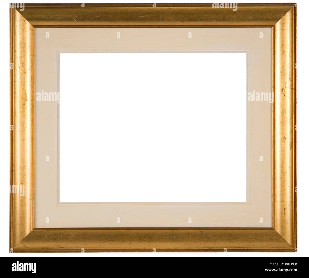 Large empty picture frame, distressed gold finish Stock Photo - Alamy