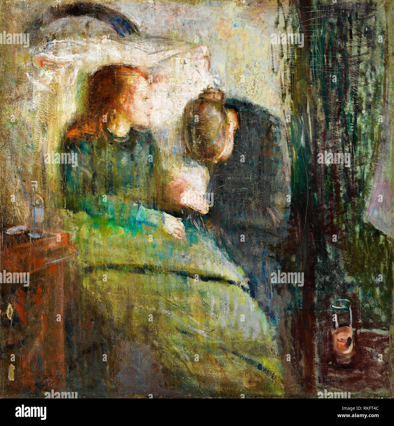 Edvard Munch The Sick Child Munch, Edvard 20x20 Black Modern Framed