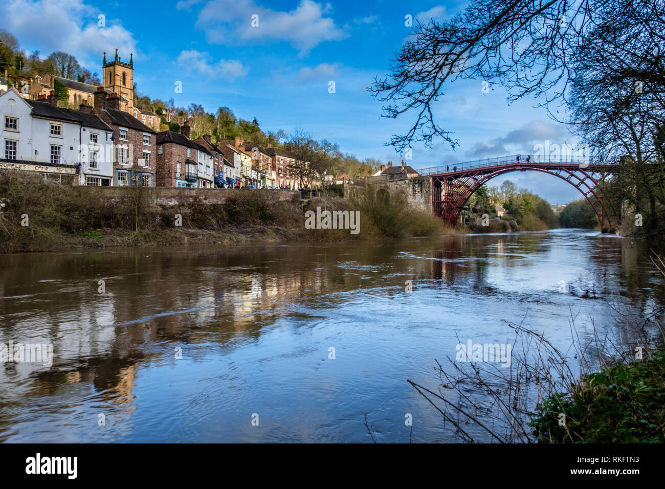 The Iron Bridge (after repainting in 2018) crossing the River Severn in ...
