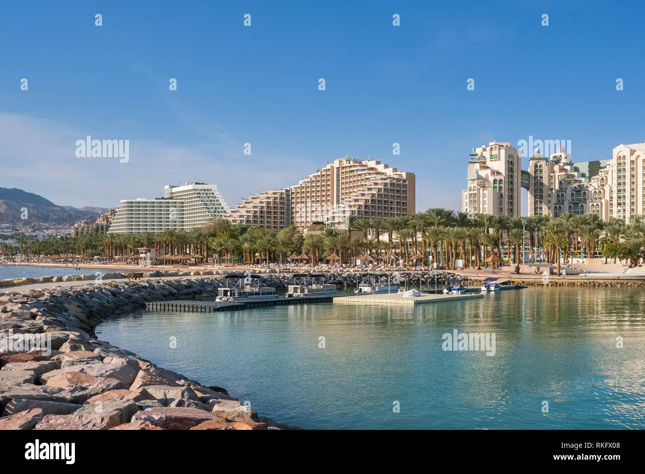 Beautiful view of Eilat - famous resort city on the red sea in Israel ...