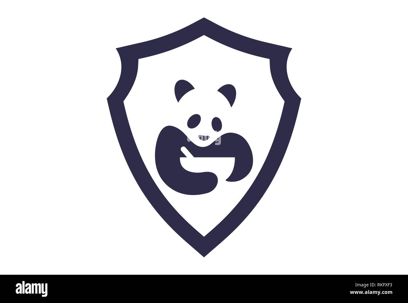 abstract panda food icon logo vector concept flat design Stock Photo ...