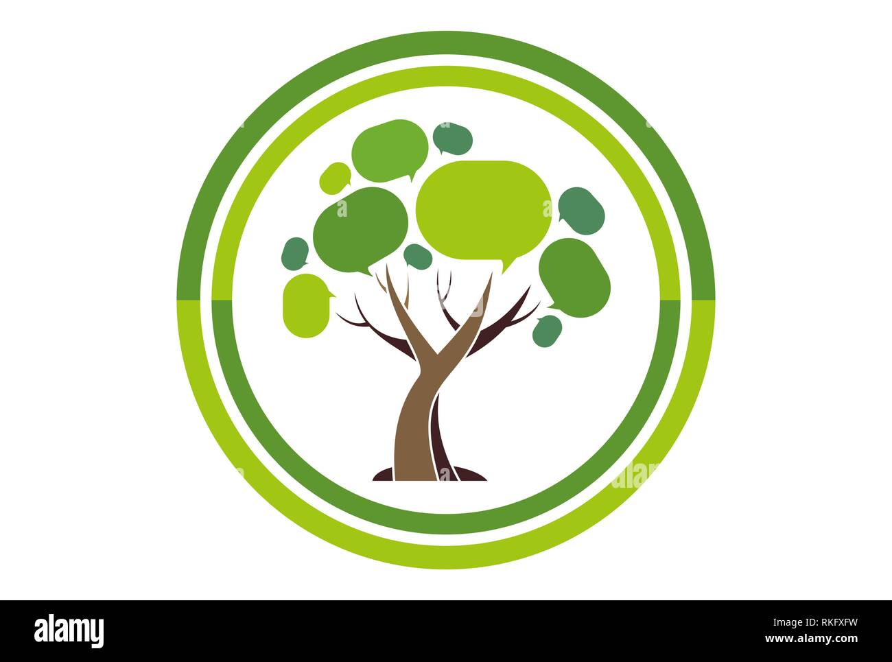 abstract social tree logo icon vector concept flat design Stock Photo ...