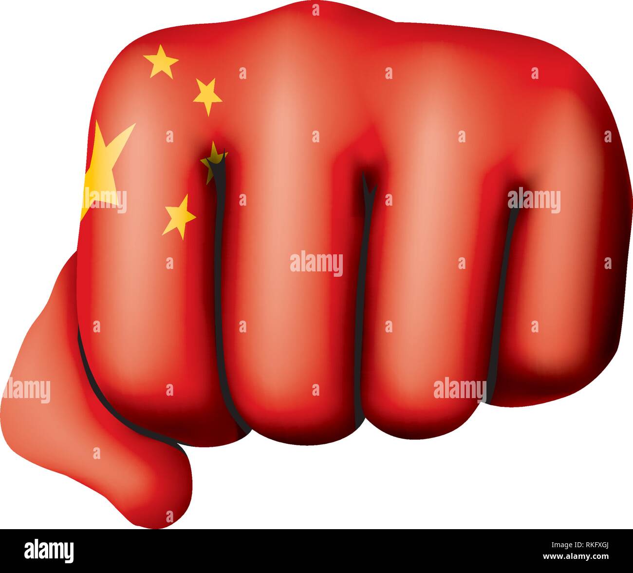 China flag and hand on white background. Vector illustration Stock ...