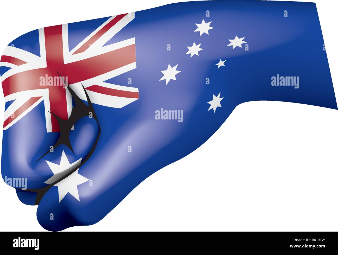 Australia flag and hand on white background. Vector illustration Stock ...