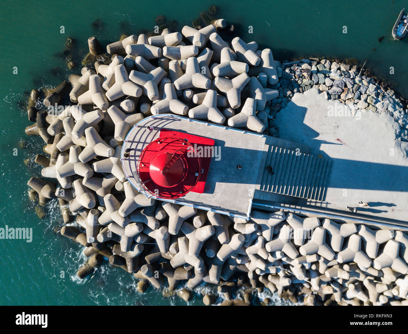The Songjeong red lighthouse, one of the two lighthouses guarding the ...