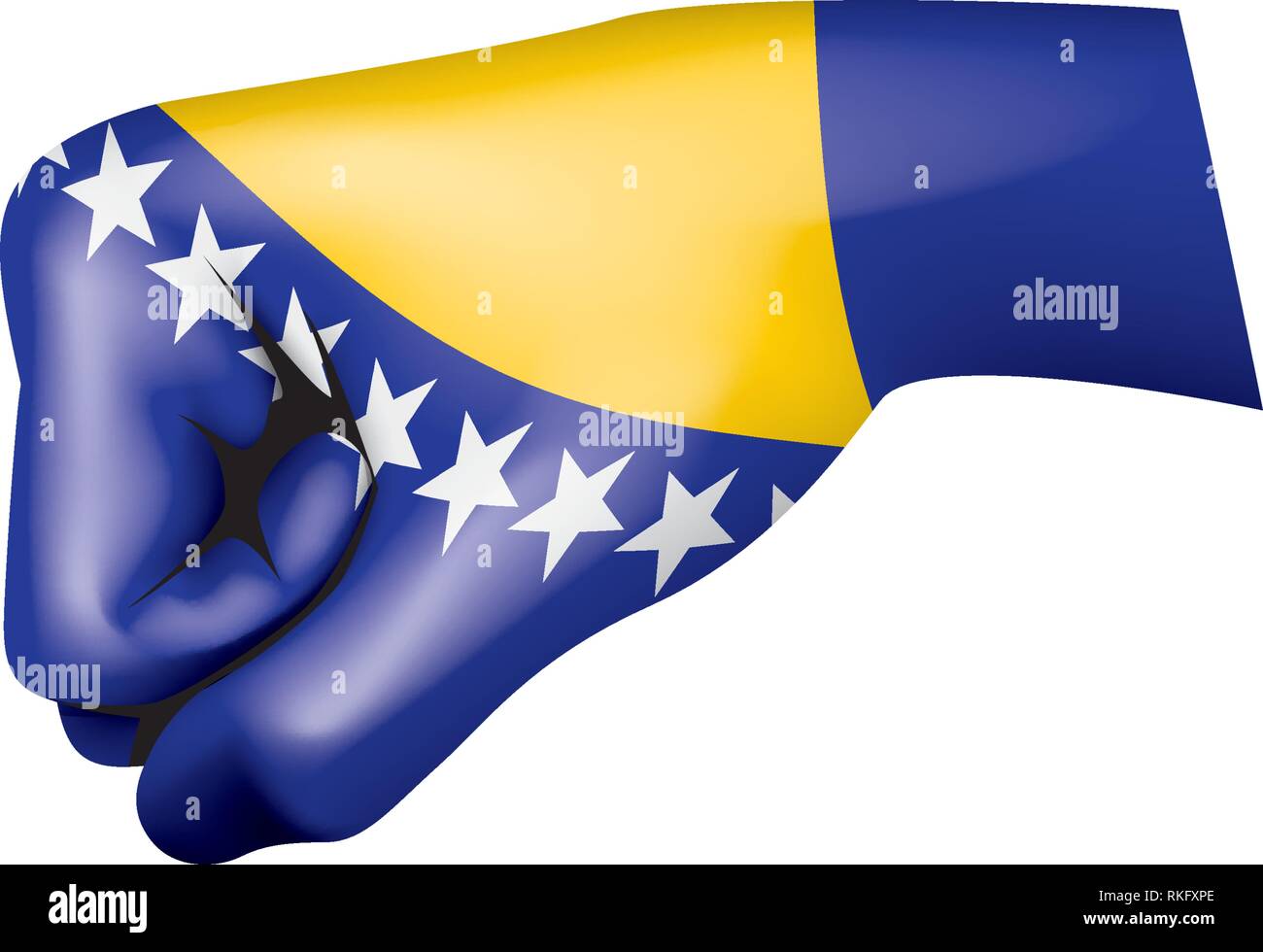 Bosnia and Herzegovina flag and hand on white background. Vector ...