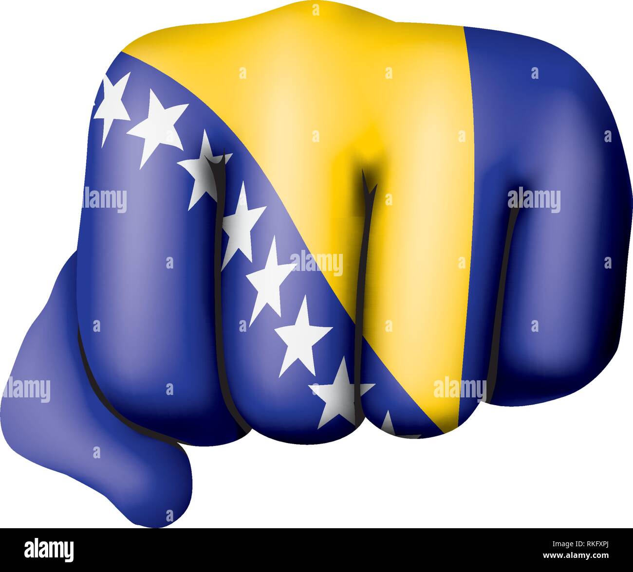 Bosnia and Herzegovina flag and hand on white background. Vector ...