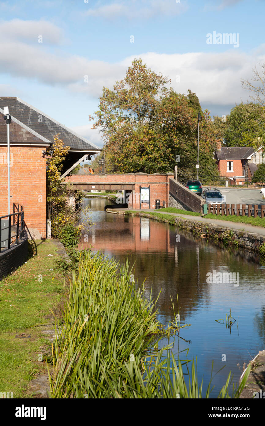 Canal Lock and basin the Montgomery Canal at Welshpool Powys Wales ...