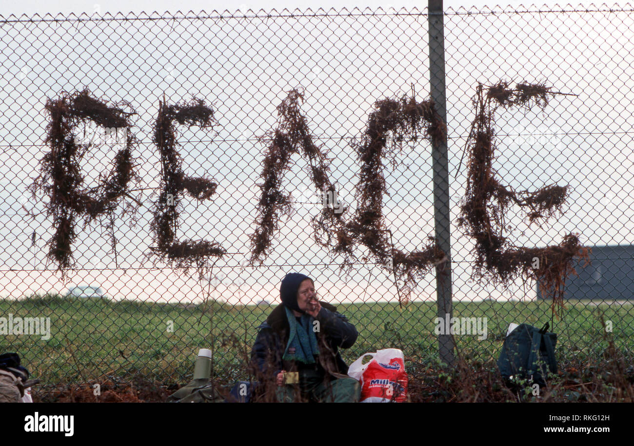 Greenham Common Women's Peace Camp where a fence was erected at America ...