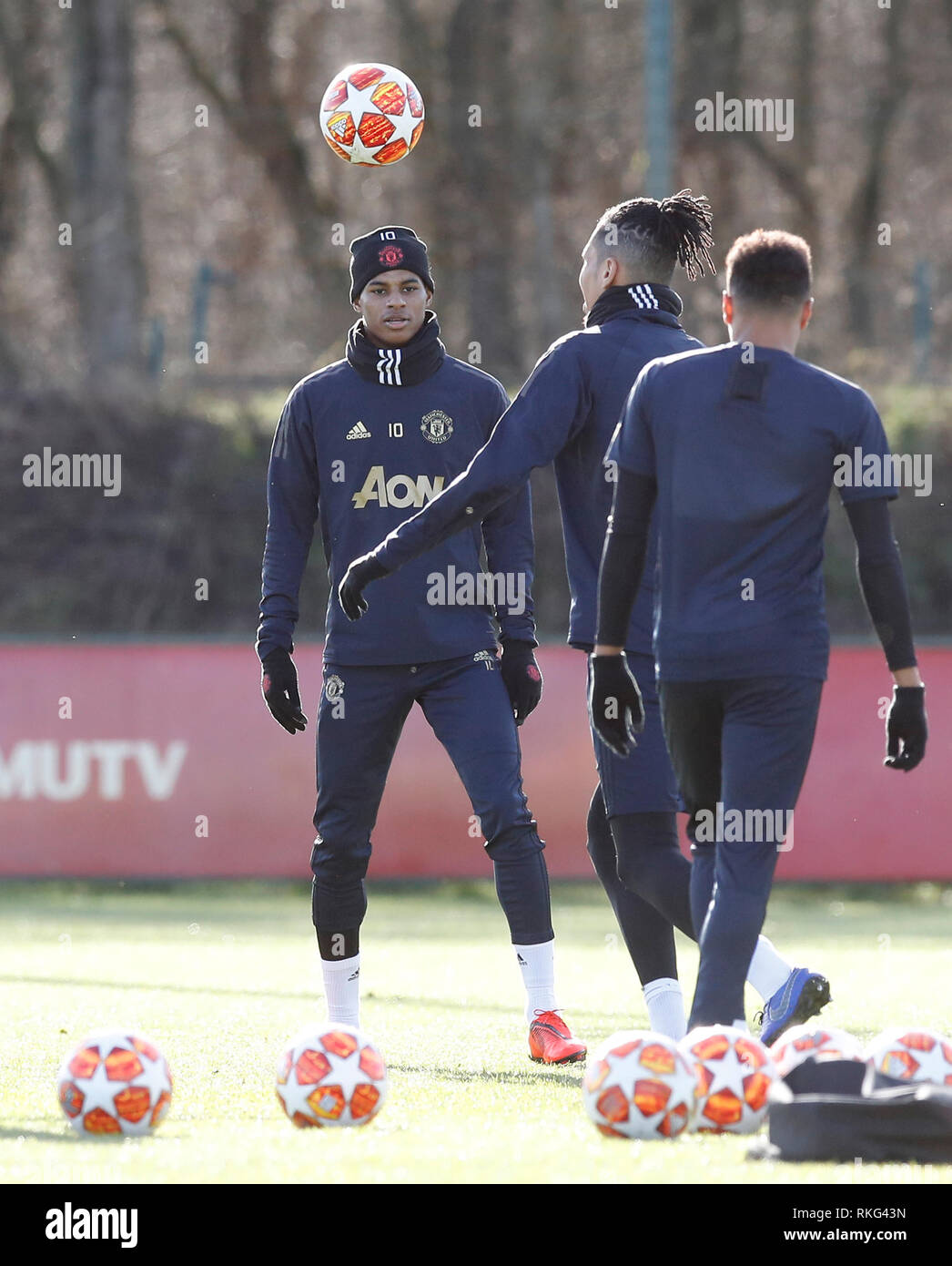 Manchester United's Marcus Rashford during the training session at the ...