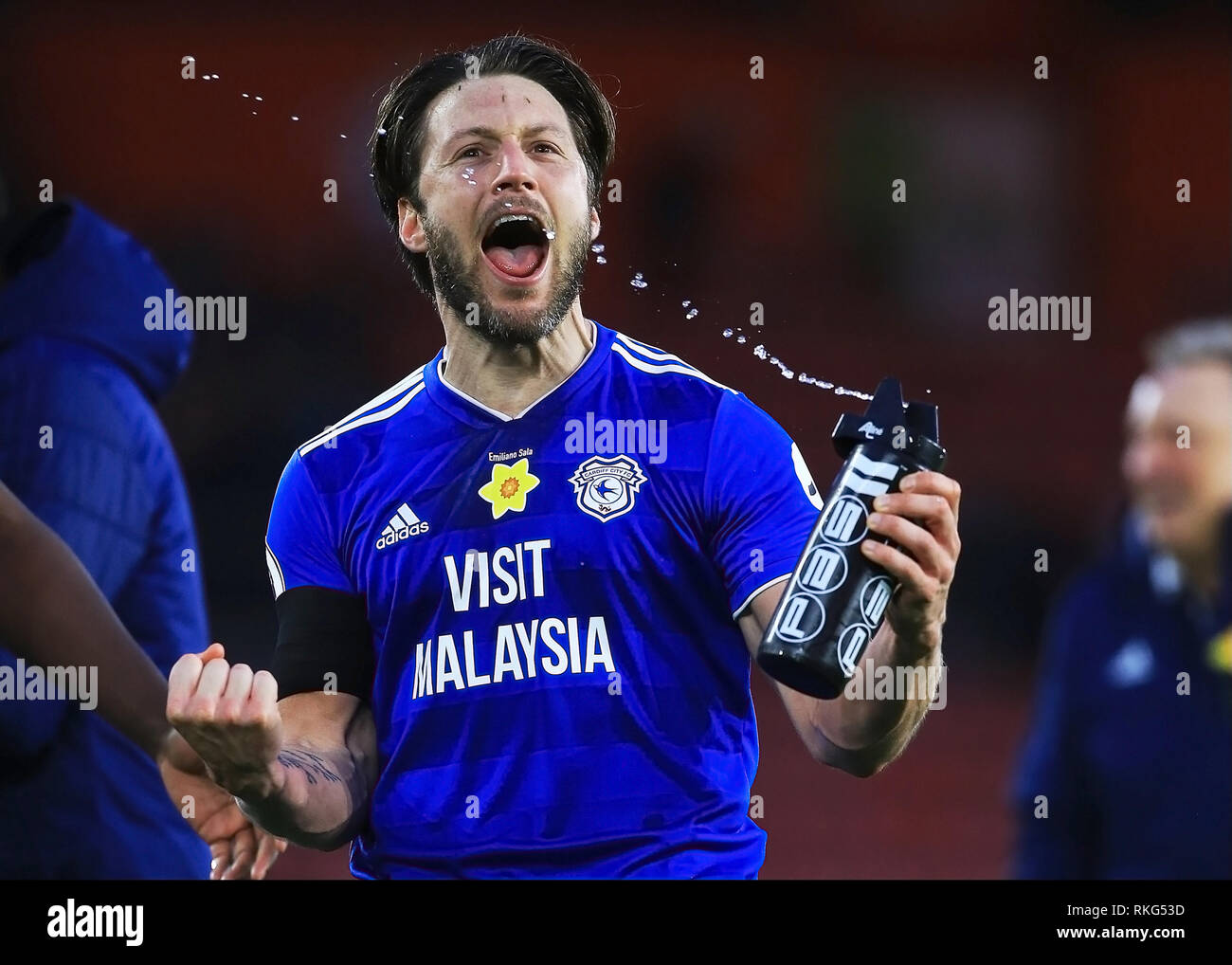 Cardiff City's Harry Arter celebrates at full time during the Premier ...