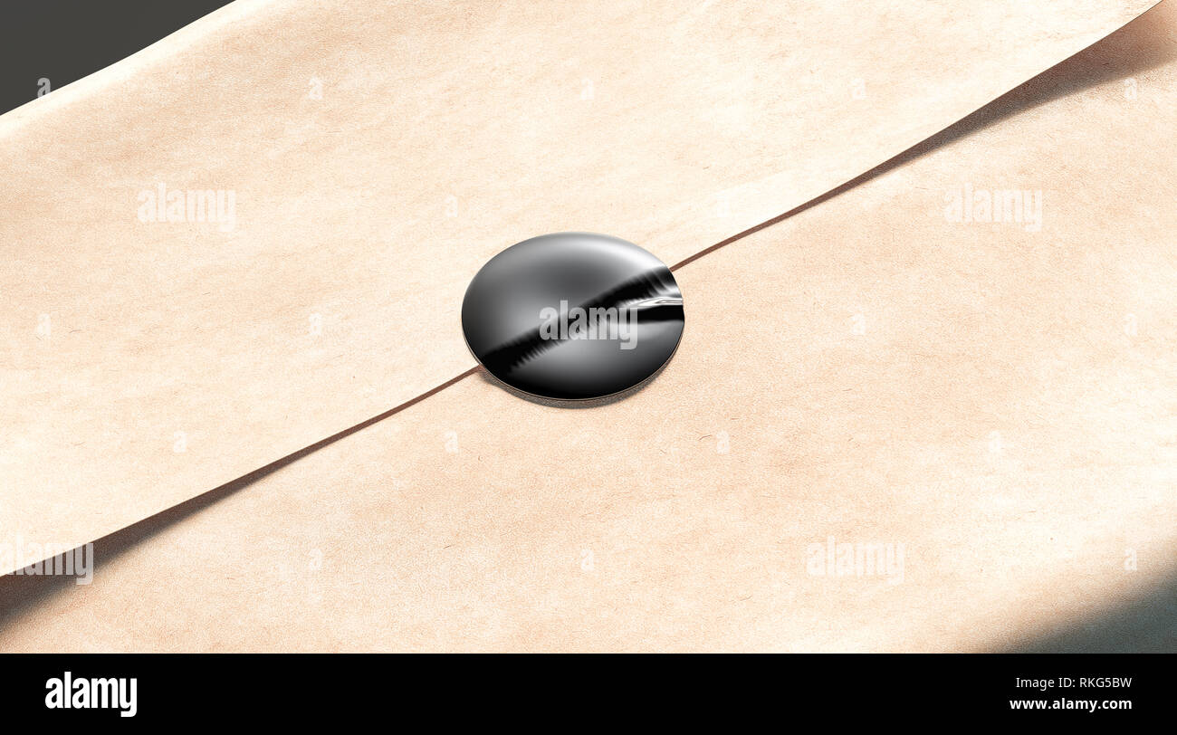 Blank black adhesive sticker on craft wrapping paper mockup, 3d ...