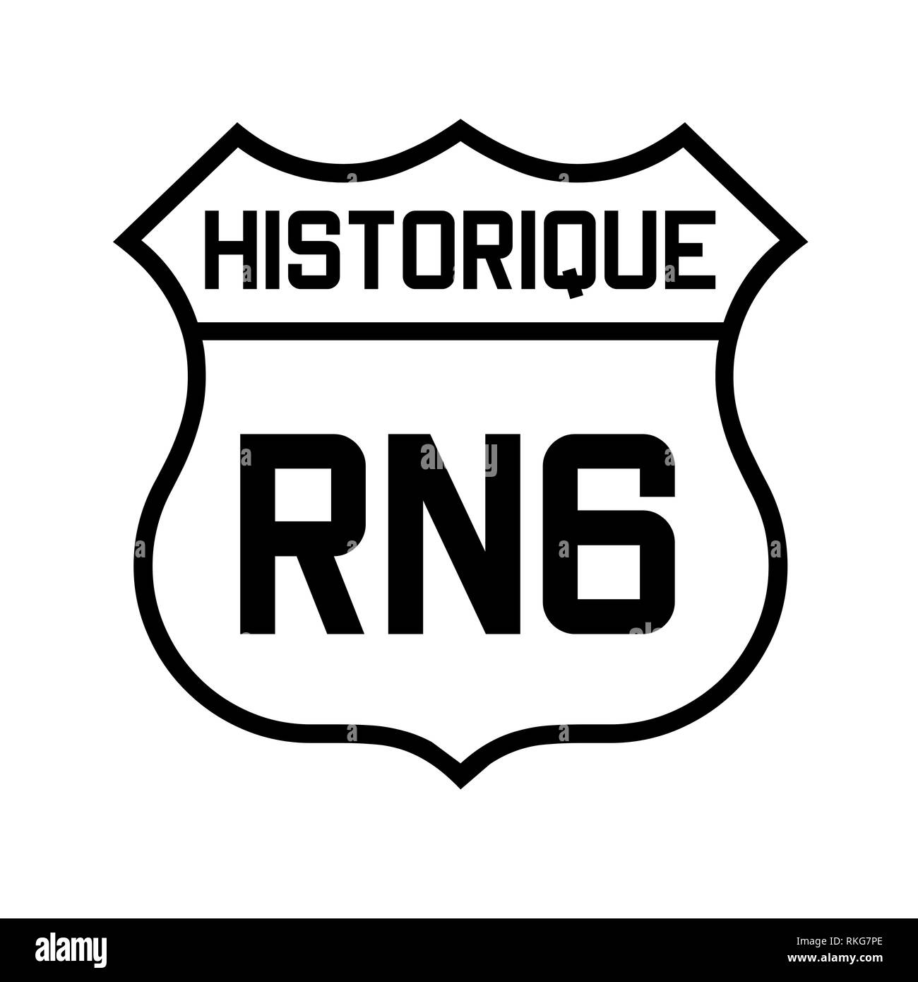 Historic route nationale 6 in France sign Stock Photo - Alamy