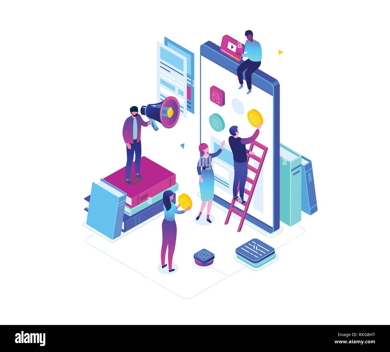 Mobile app development - modern colorful isometric vector illustration ... Mobile app development - modern colorful isometric vector illustration ...