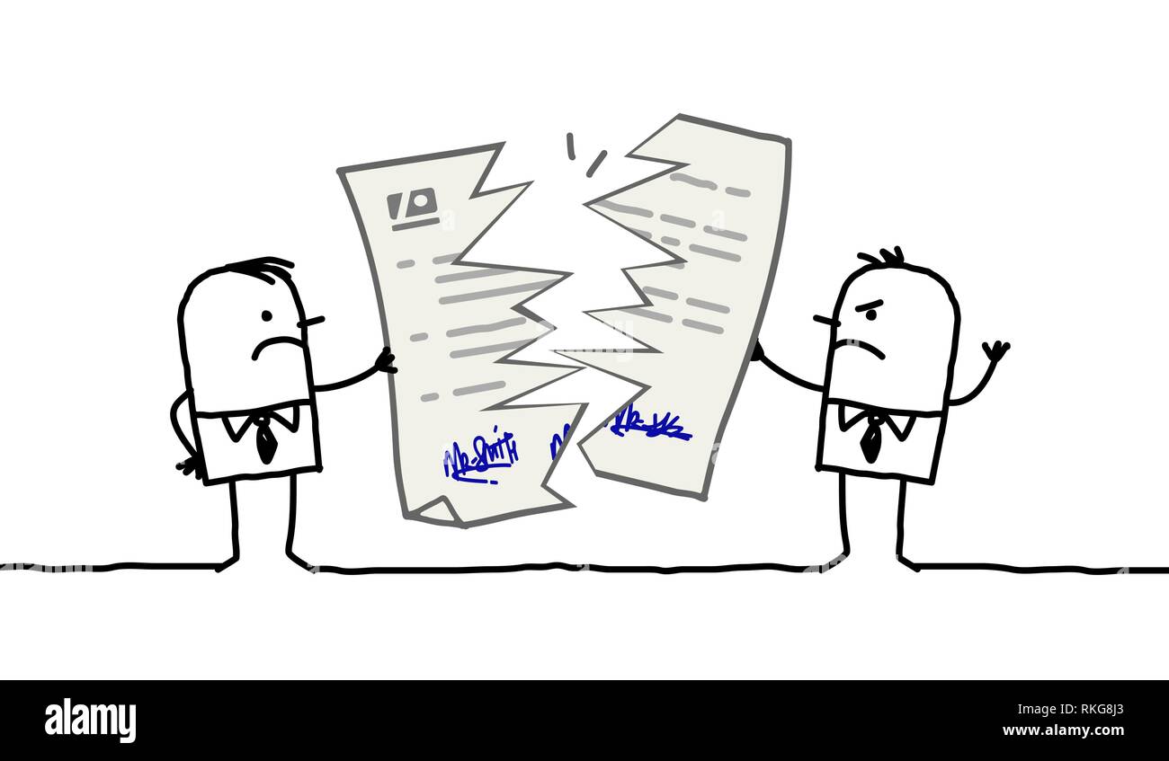 Cartoon businessmen with broken contract Stock Vector Image & Art - Alamy
