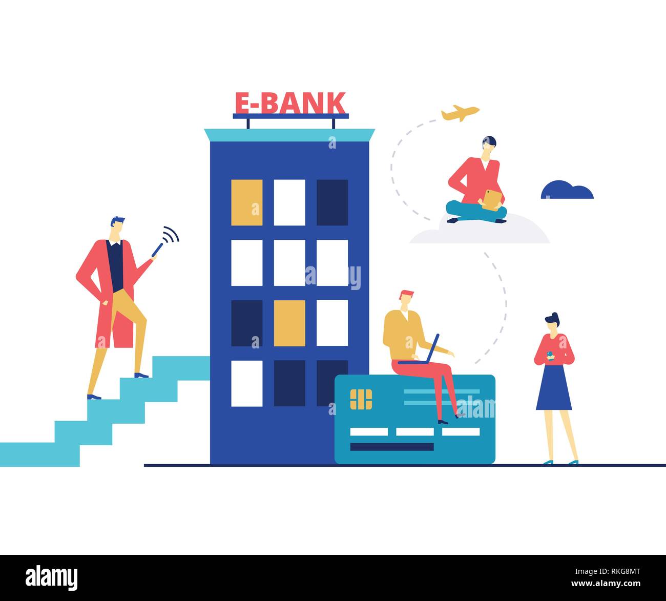 Internet banking color flat Stock Vector Images - Alamy