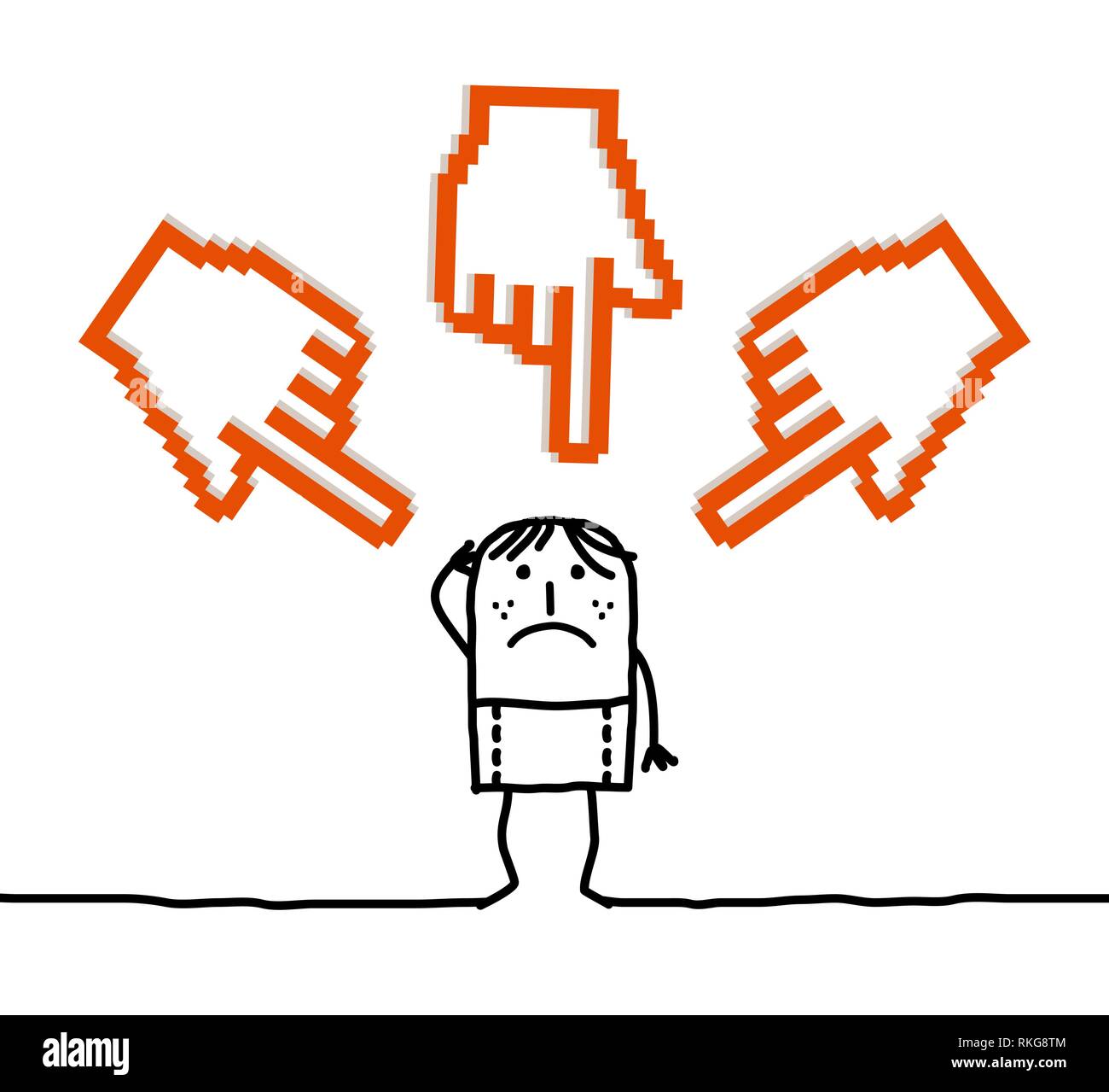 Cartoon young man with big pointing cursors on him Stock Vector Image ...