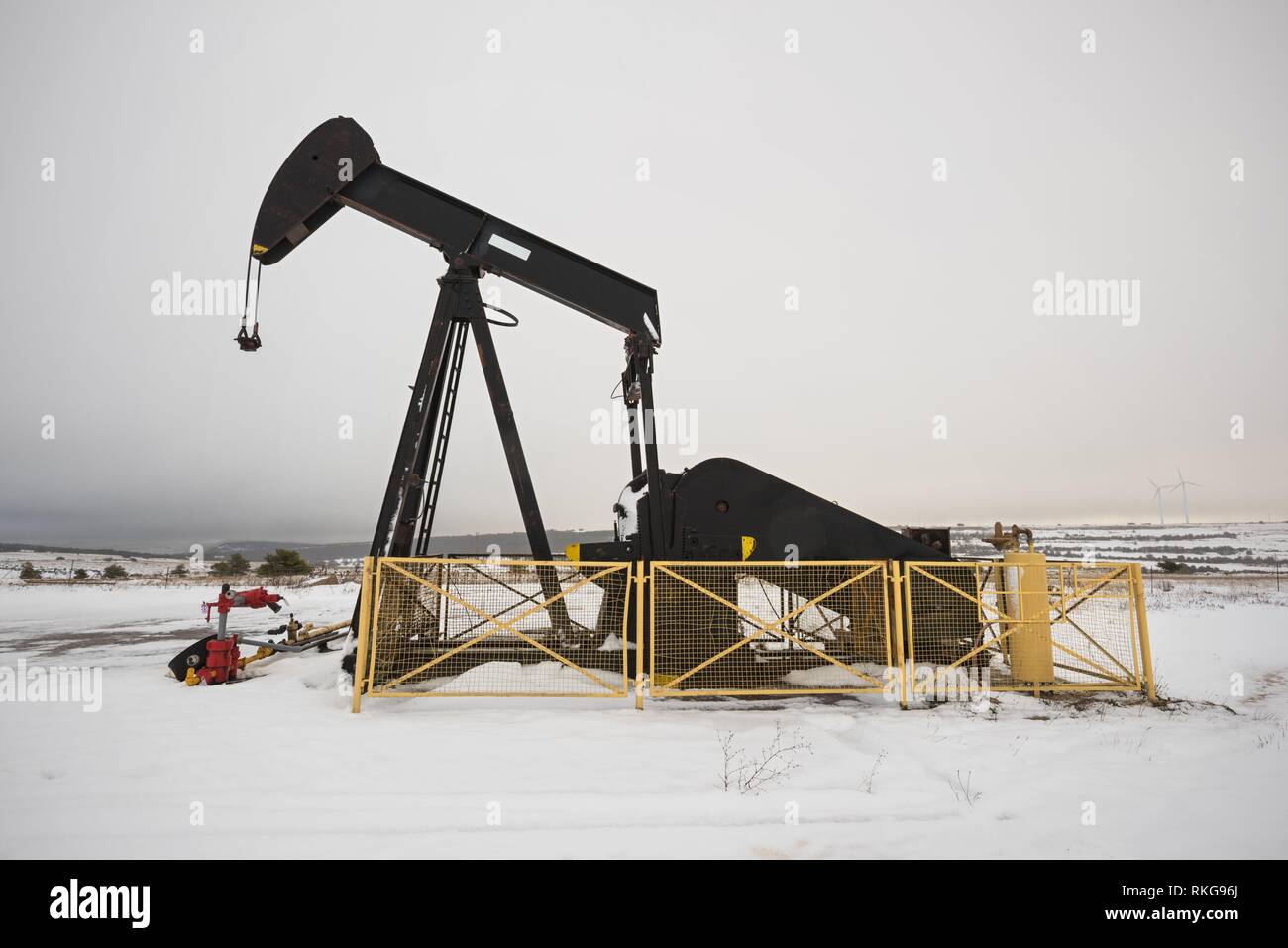 oil pump in winter season Stock Photo - Alamy
