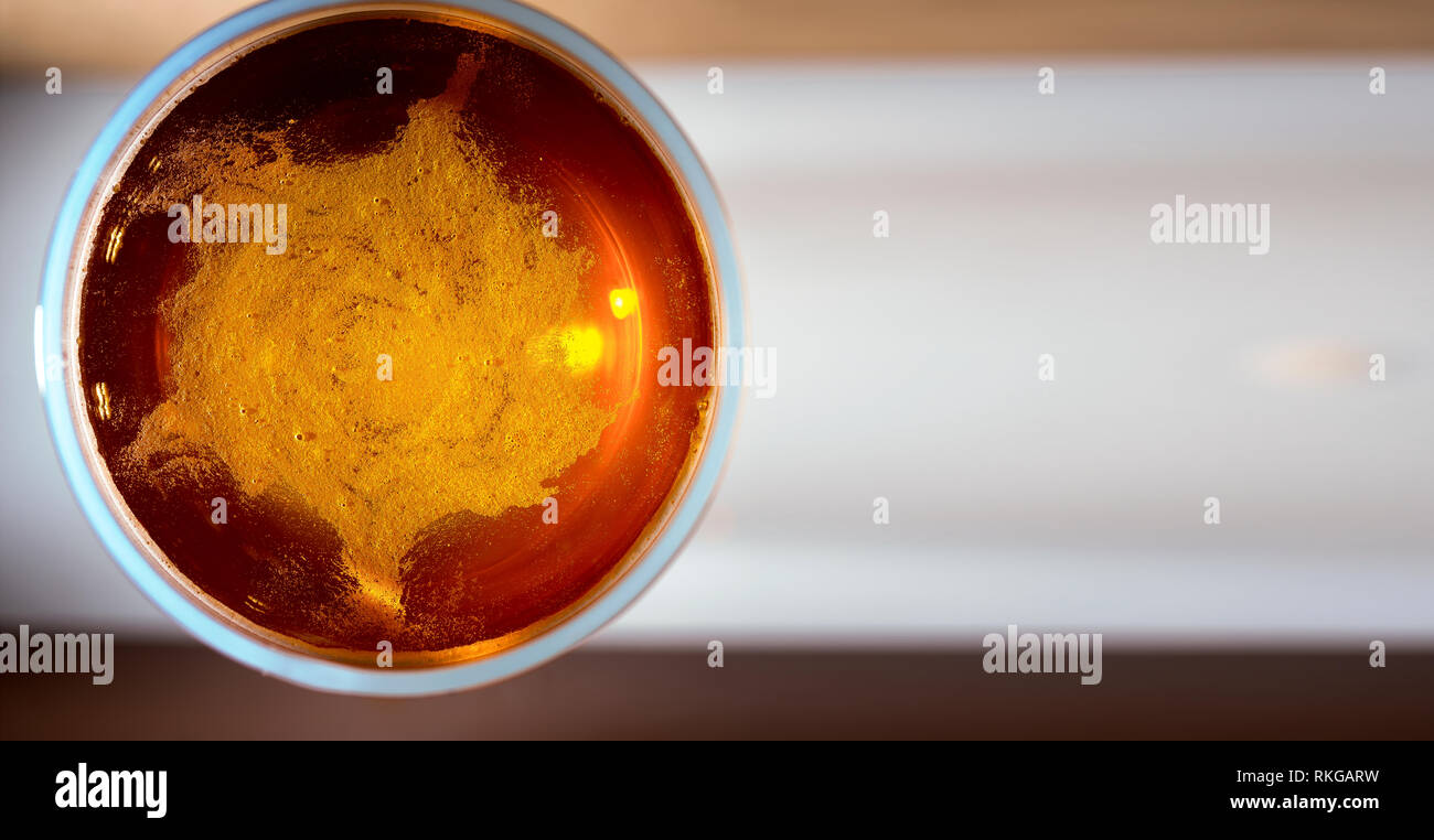 beer in a glass. top view Stock Photo - Alamy