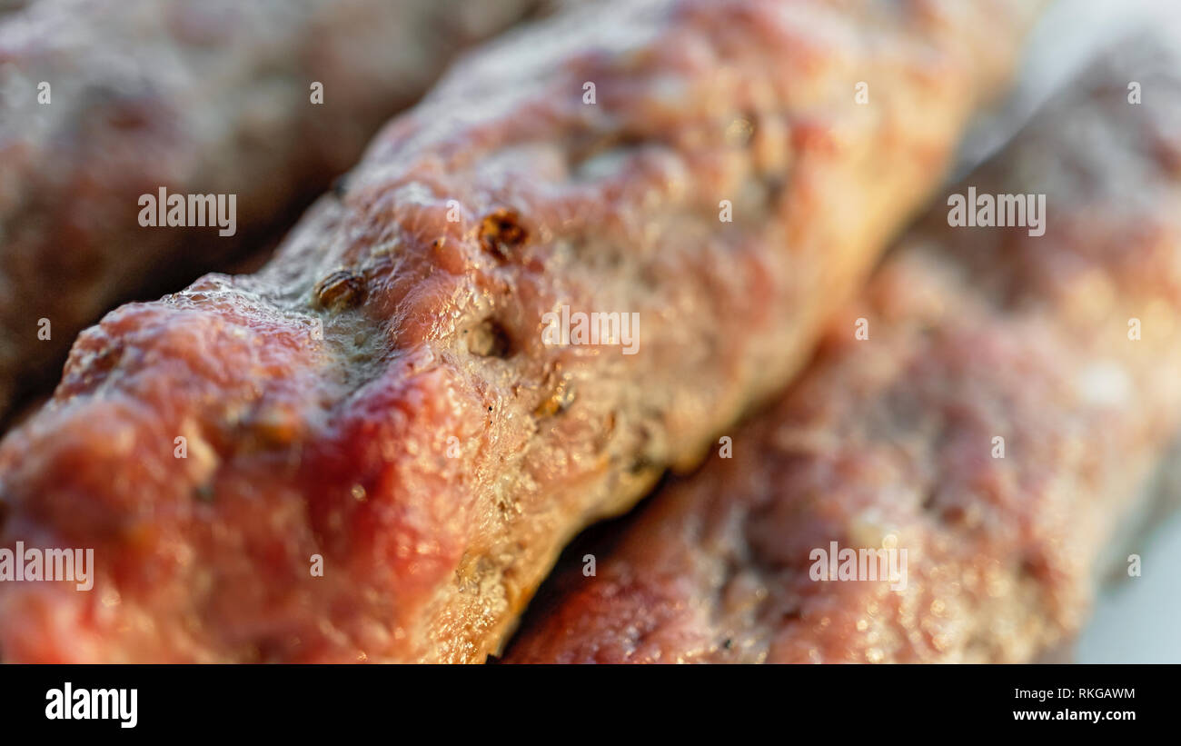 Meat kebab closeup, street food Stock Photo - Alamy