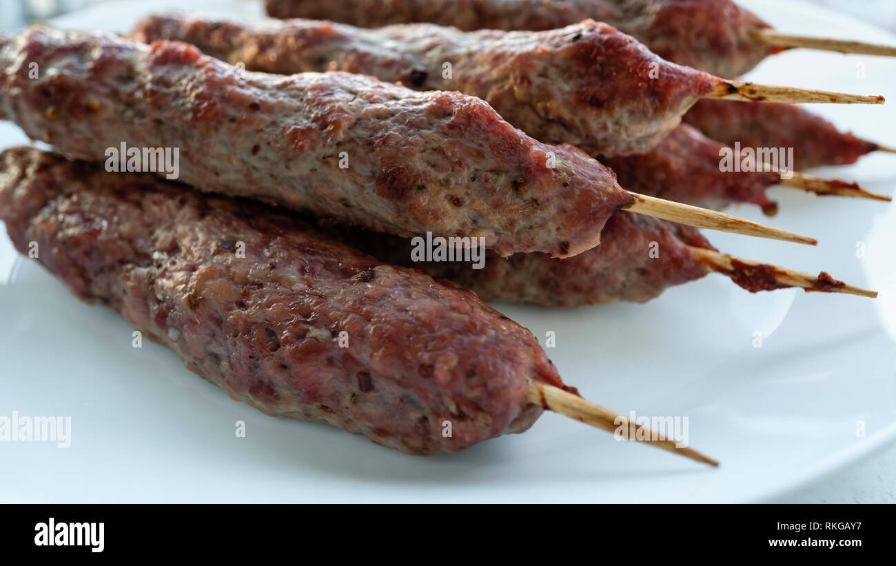Meat kebab closeup, street food Stock Photo - Alamy