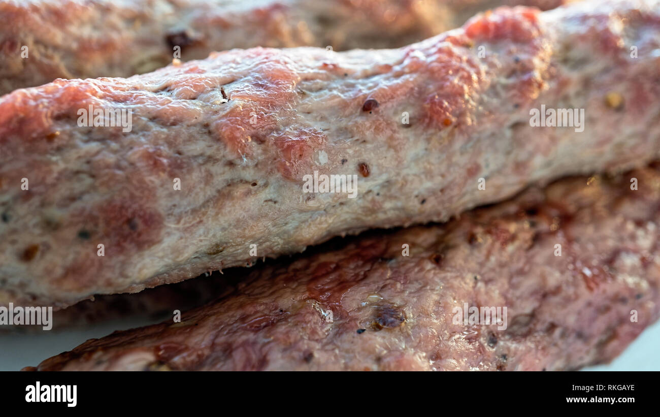 Meat kebab closeup, street food Stock Photo - Alamy