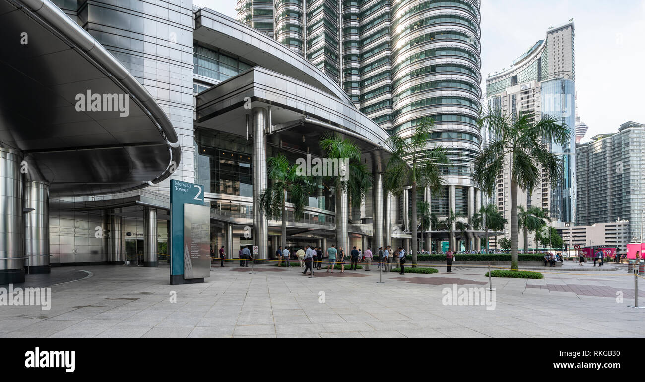 Kuala Lumpur, Malaysia. January 2019. the entrance of Petronas twin ...