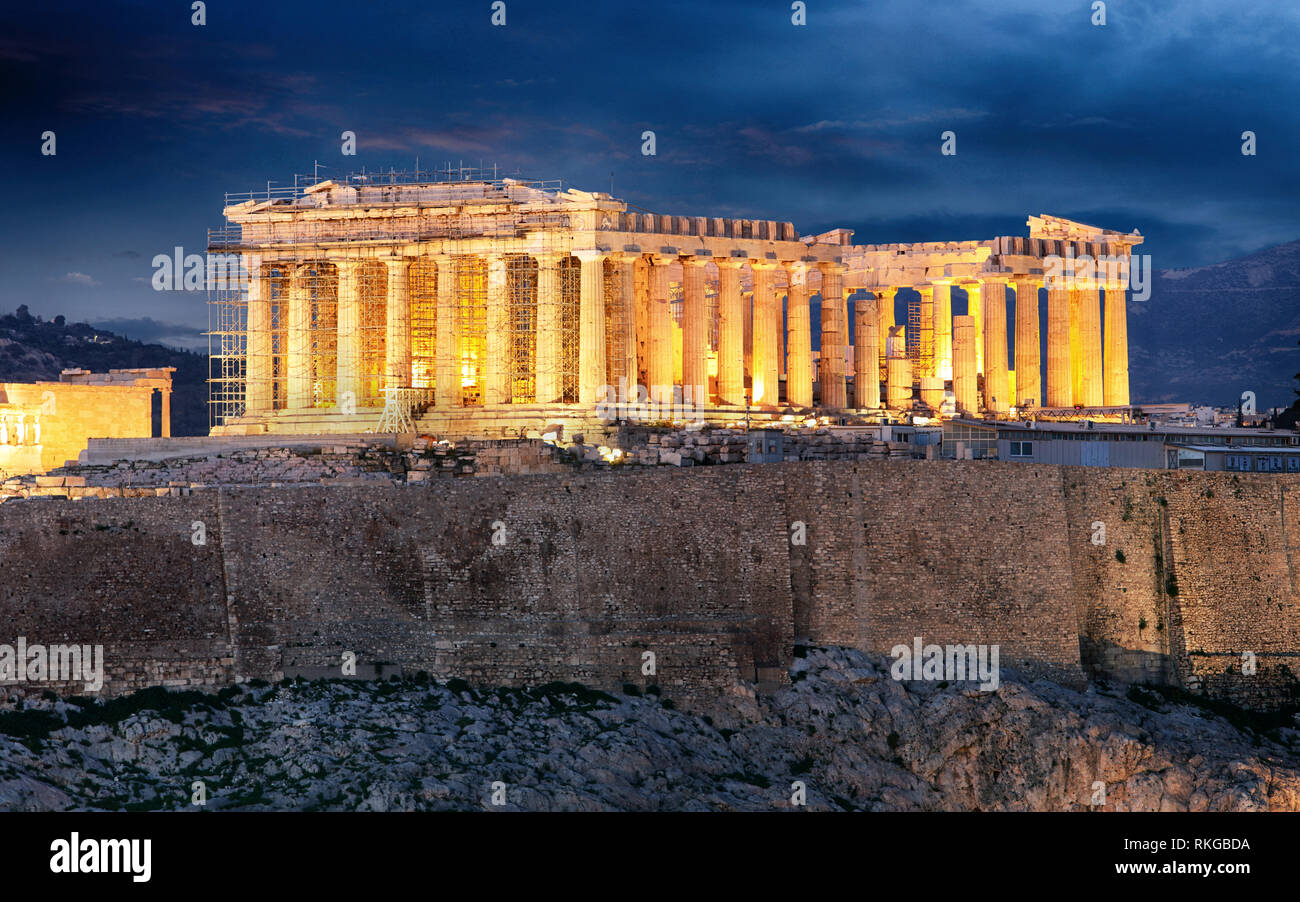 Acropolis at night, Athens - Greece Stock Photo - Alamy