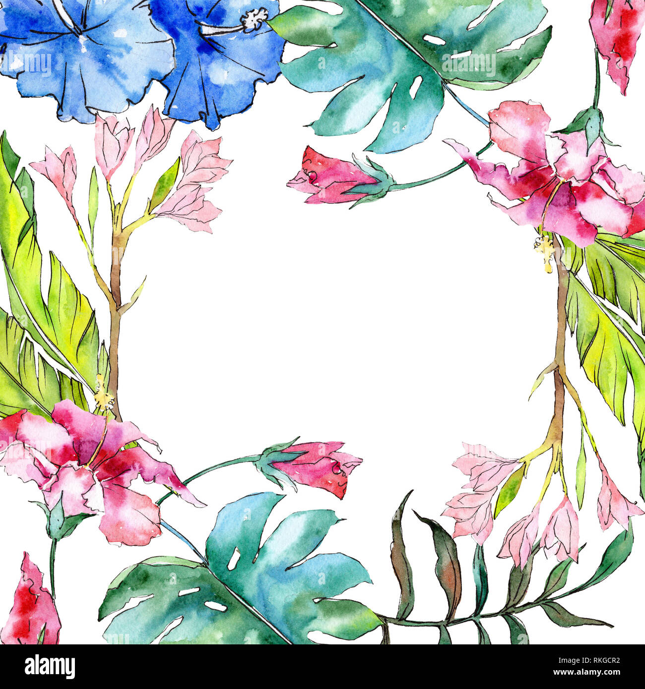 Hawaiian Flowers Border