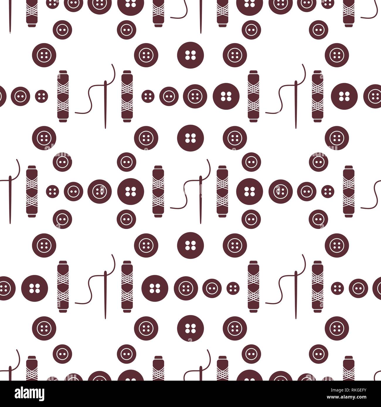 Seamless pattern with needles, buttons, threads. Sewing and needlework ...