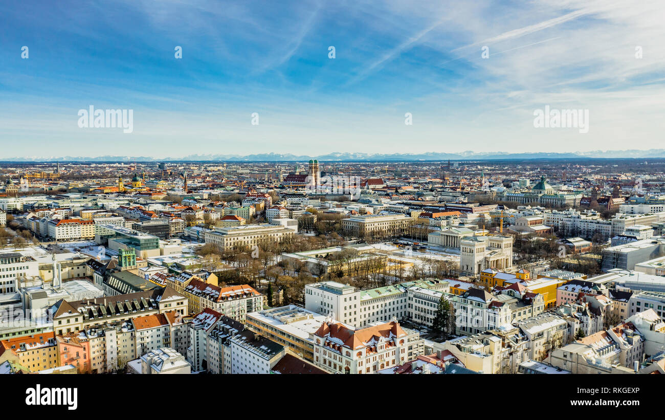 Munich Panorama with alps Stock Photo - Alamy