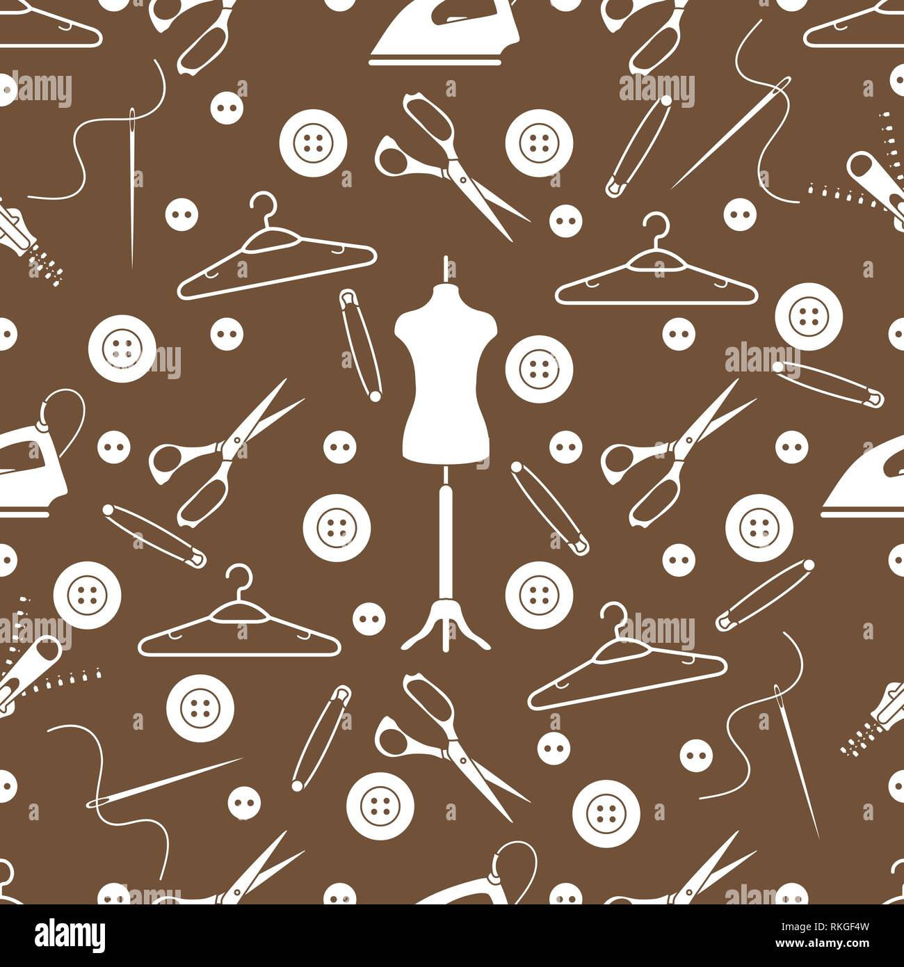 Vector seamless pattern with tools and accessories for sewing. Template ...