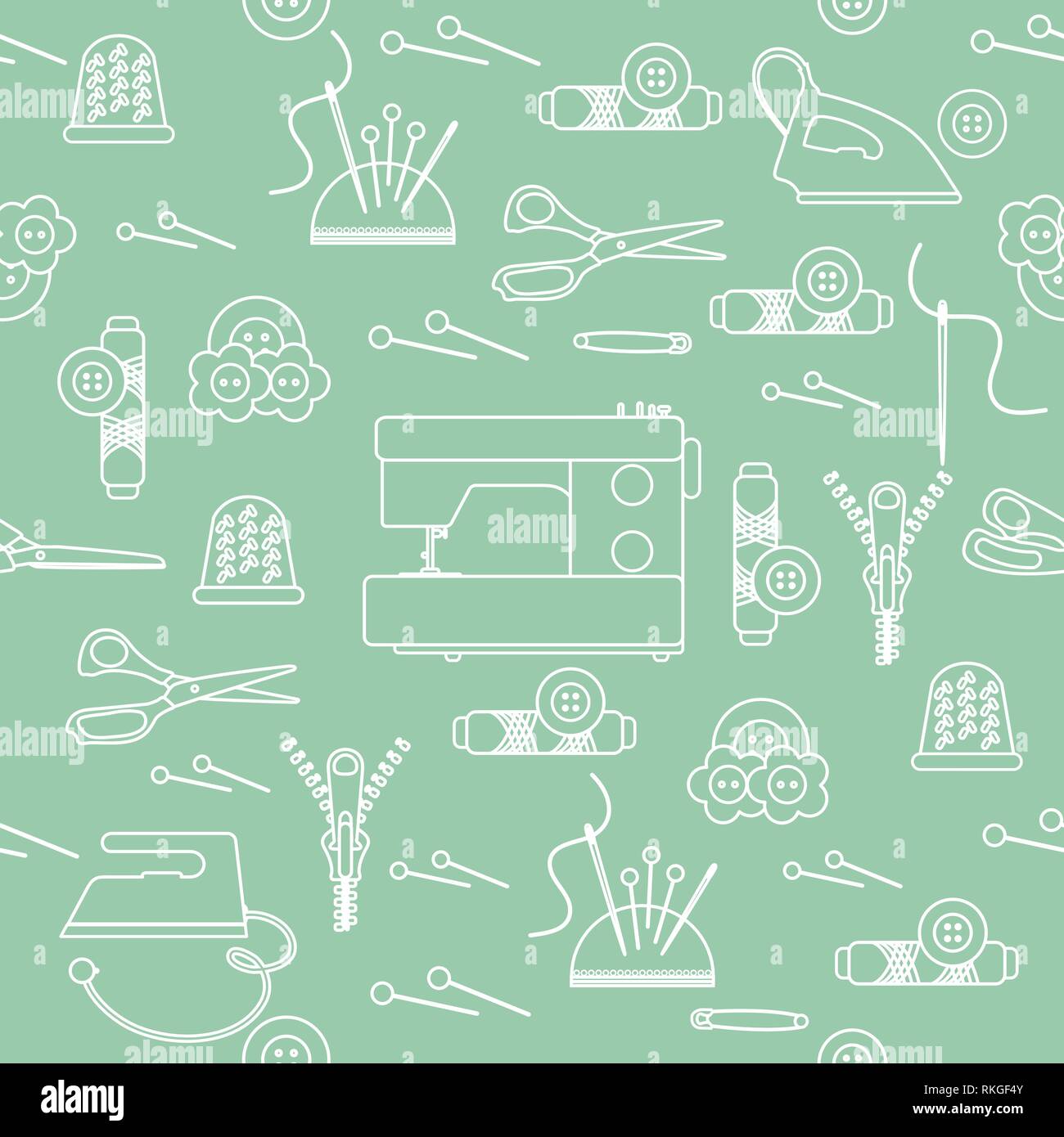 Sewing threads scissors buttons Stock Vector Images - Alamy